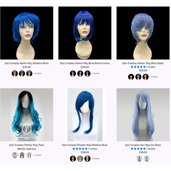 Blue Colored Wigs at Embellish FX